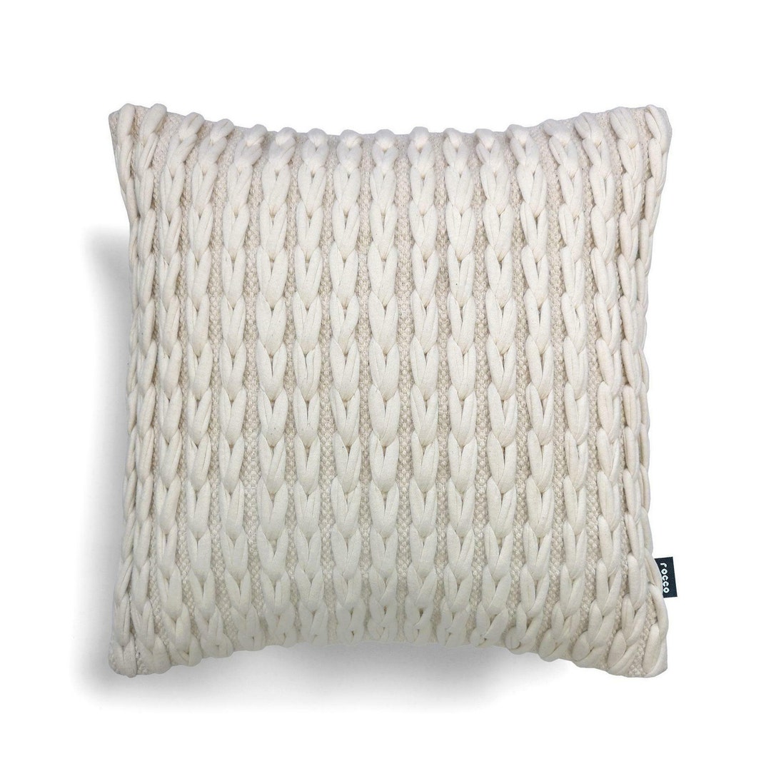 White Woven Boho Cushion White Cushion Tufted Cushion - Etsy