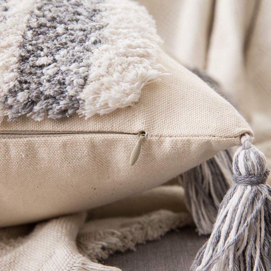 Woven Tassel Boho Cushion Bohemien Cushion Embroidered - Etsy