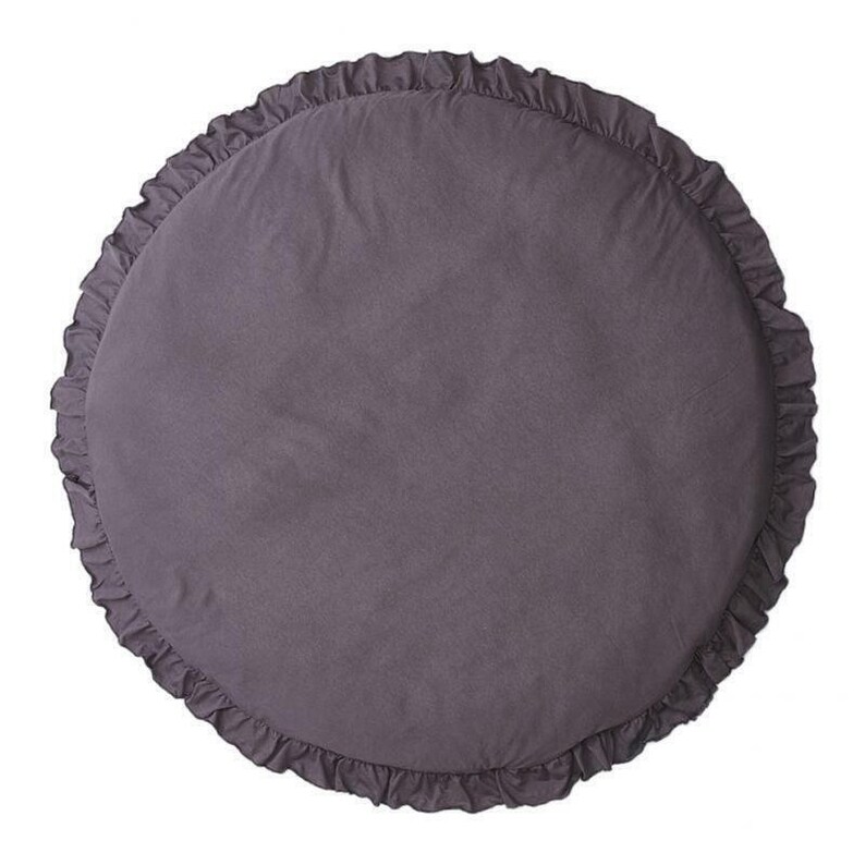 Super Soft Nursery Dark Grey Baby Cushion Round Floor Mat - Etsy
