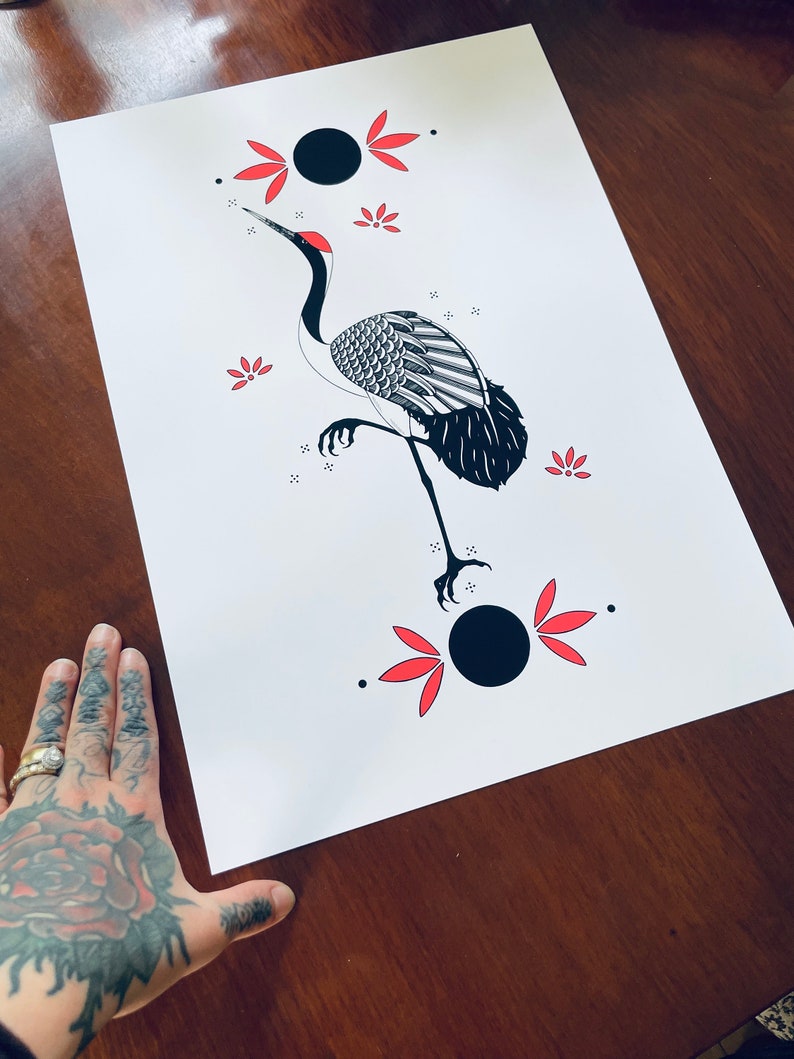Red-crowned Crane : A3 Giclée Art Print / Wildlife Illustration - Etsy