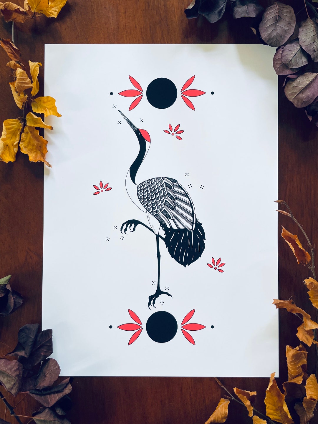 Red-crowned Crane : A3 Giclée Art Print / Wildlife Illustration - Etsy