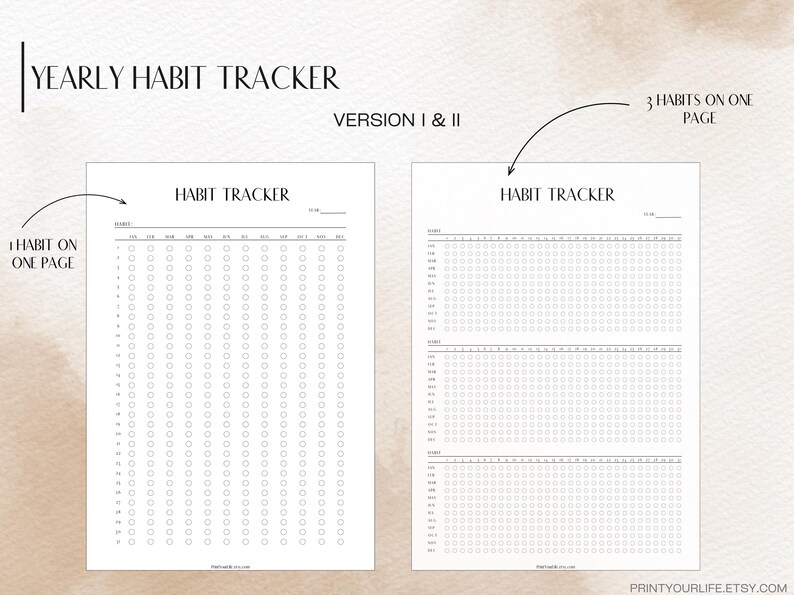 Yearly Habit Tracker Printable Template, Routine and Goal Tracker ...