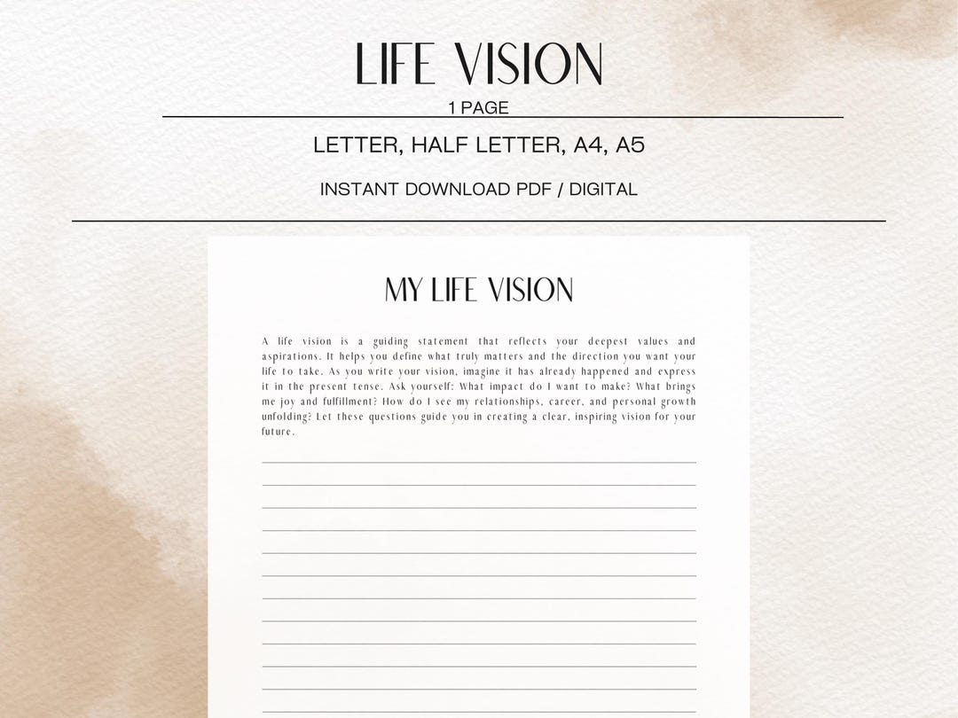 Life Vision Printable Planner My Dream Future Life Best Life Minimalist ...