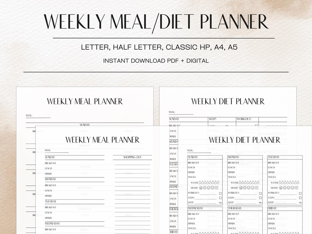 Weekly Meal Planner Printable Template Weekly Diet Planner Template ...