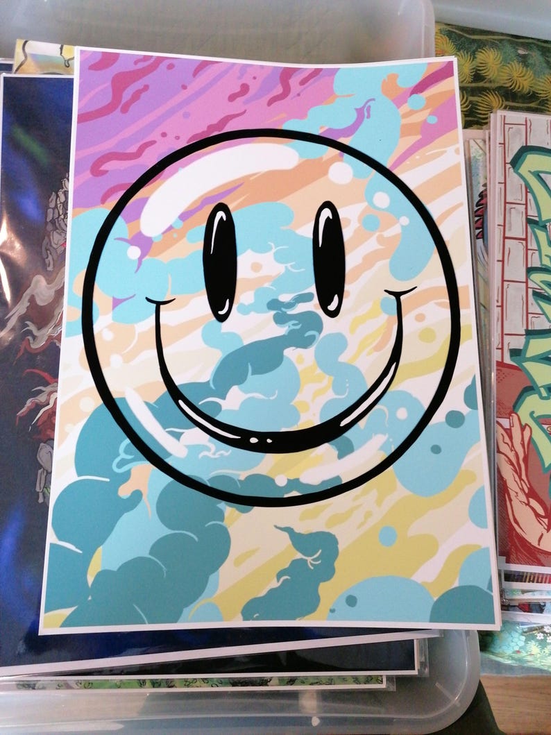 Smiley Chaos Print - Etsy