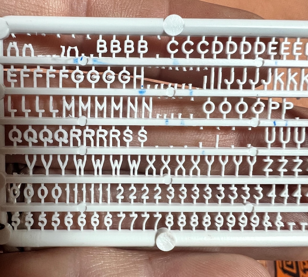 Vintage Plastruct Miniature Teeny Tiny 1/16” Scale Plastic Letters LOT ...