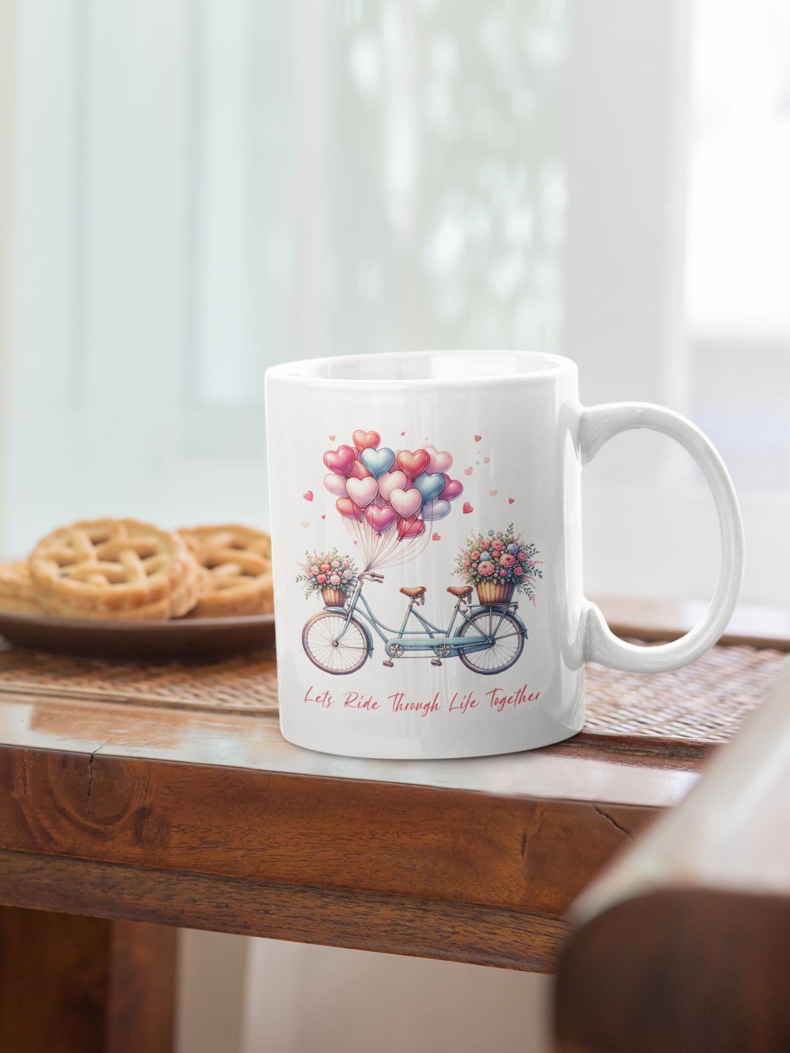 Romantic Tandem Bike Coffee Mug - Let's Ride Through Life Together ...
