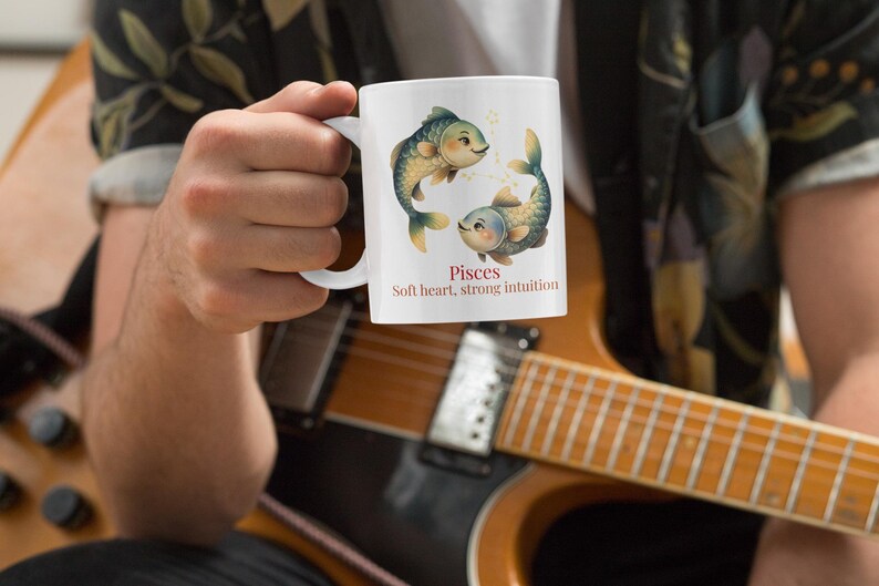 Pisces Mug, Soft Heart Strong Intuition Zodiac Coffee Cup, Koi Fish ...
