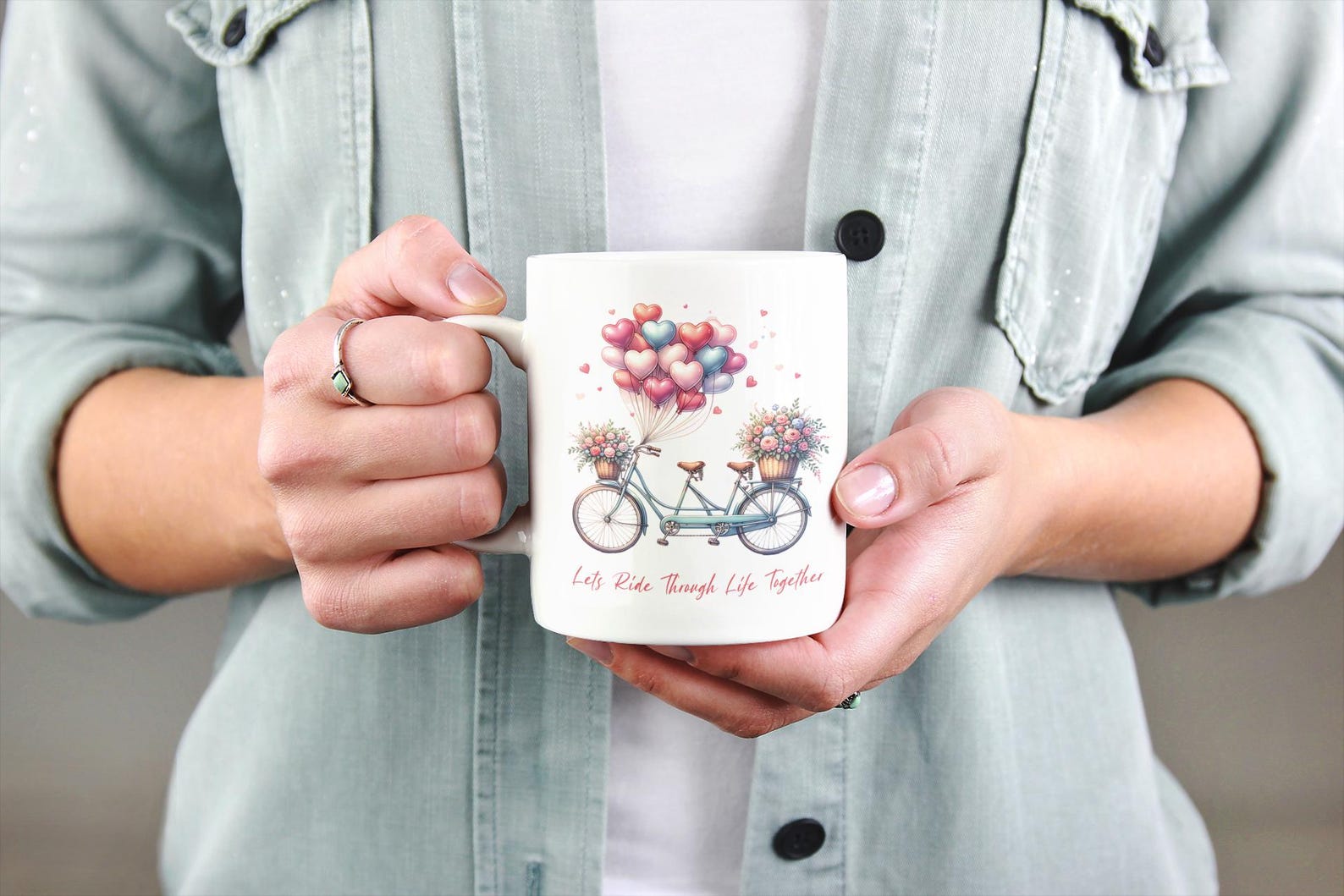 Romantic Tandem Bike Coffee Mug - Let's Ride Through Life Together ...