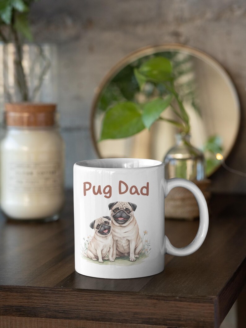 Pug Dad Coffee Mug, Watercolor Ceramic Cup for Dog Lover - Etsy UK