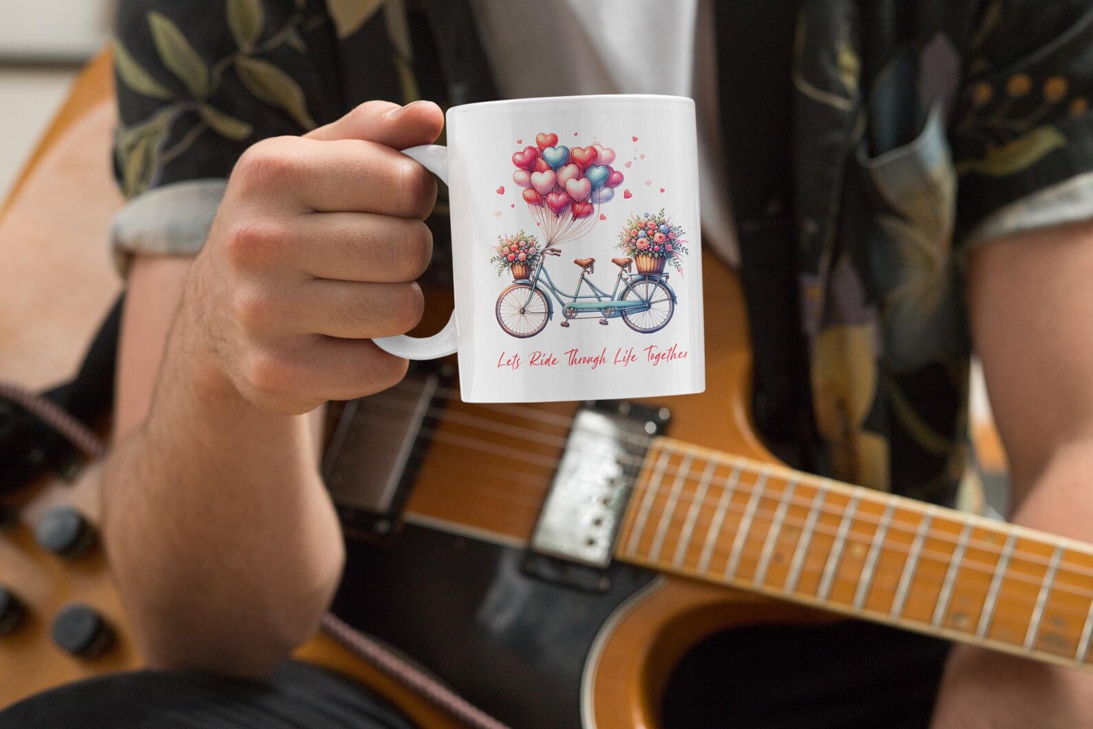Romantic Tandem Bike Coffee Mug - Let's Ride Through Life Together ...