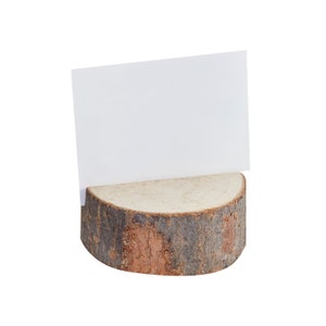 5 X Wooden Tree Stump Name Card Holders Wedding Place Cards, Rustic ...