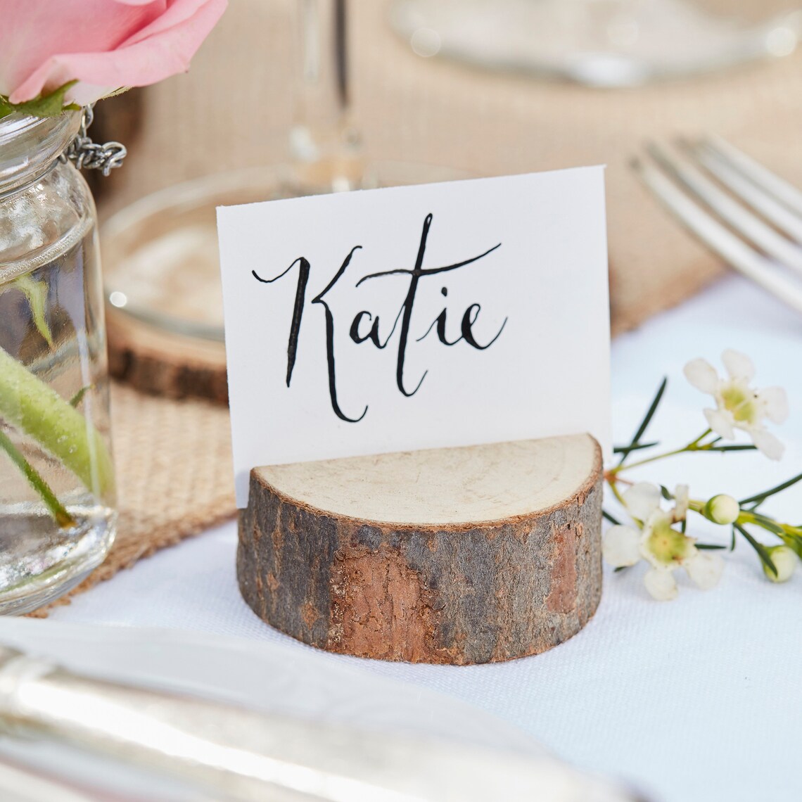 5 X Wooden Tree Stump Name Card Holders 5cm Wedding Place - Etsy UK