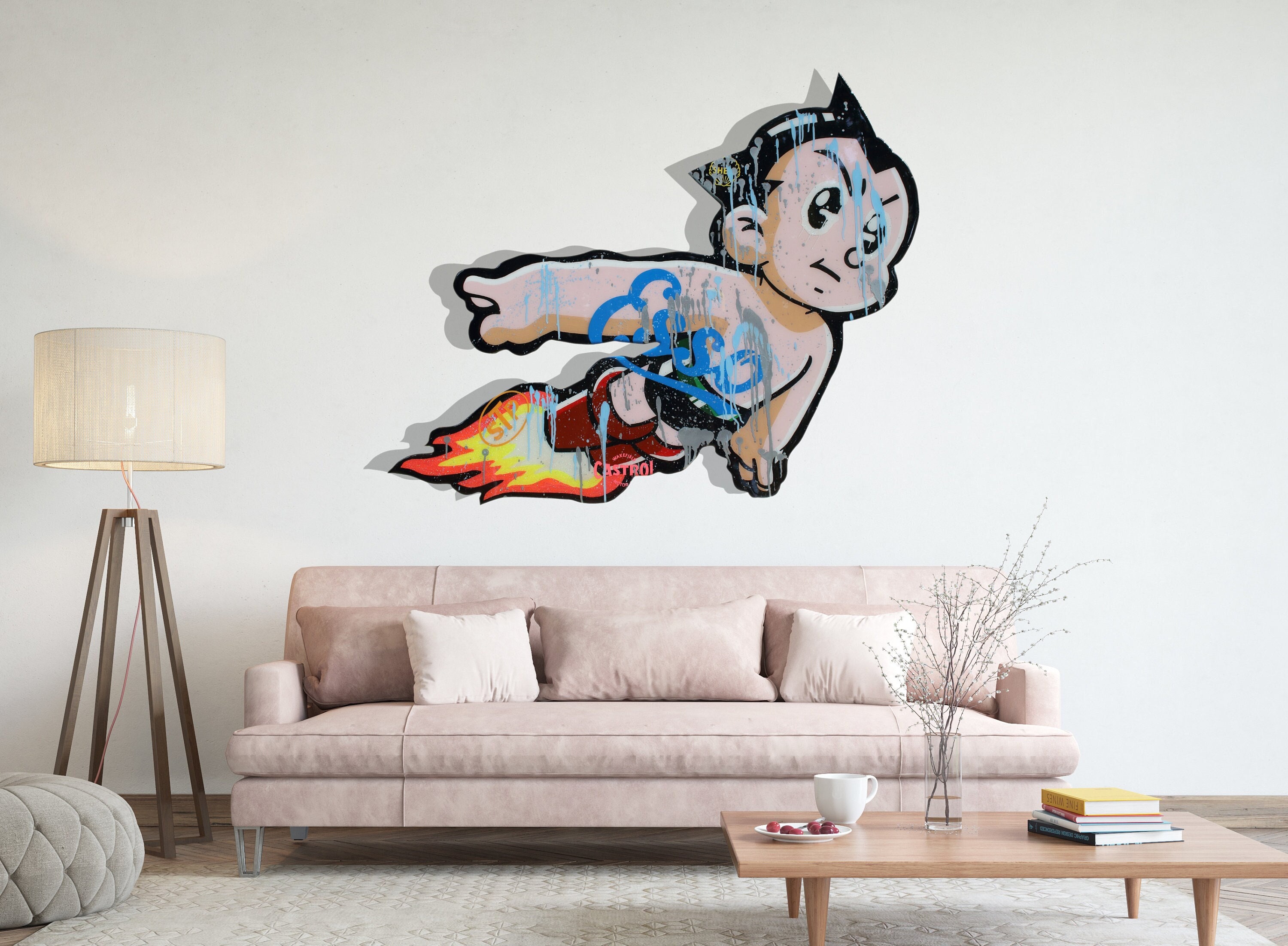 Anime Character Painting on Wood Cutout Resin Wall Art Bar Room ...