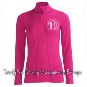 Embroidered Monogrammed Ladies' Pink Activewear 1/4-zip Pullover Jacket ...