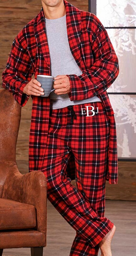 Robe Set Embroidery Personalized Monogrammed Men's Red & | Etsy