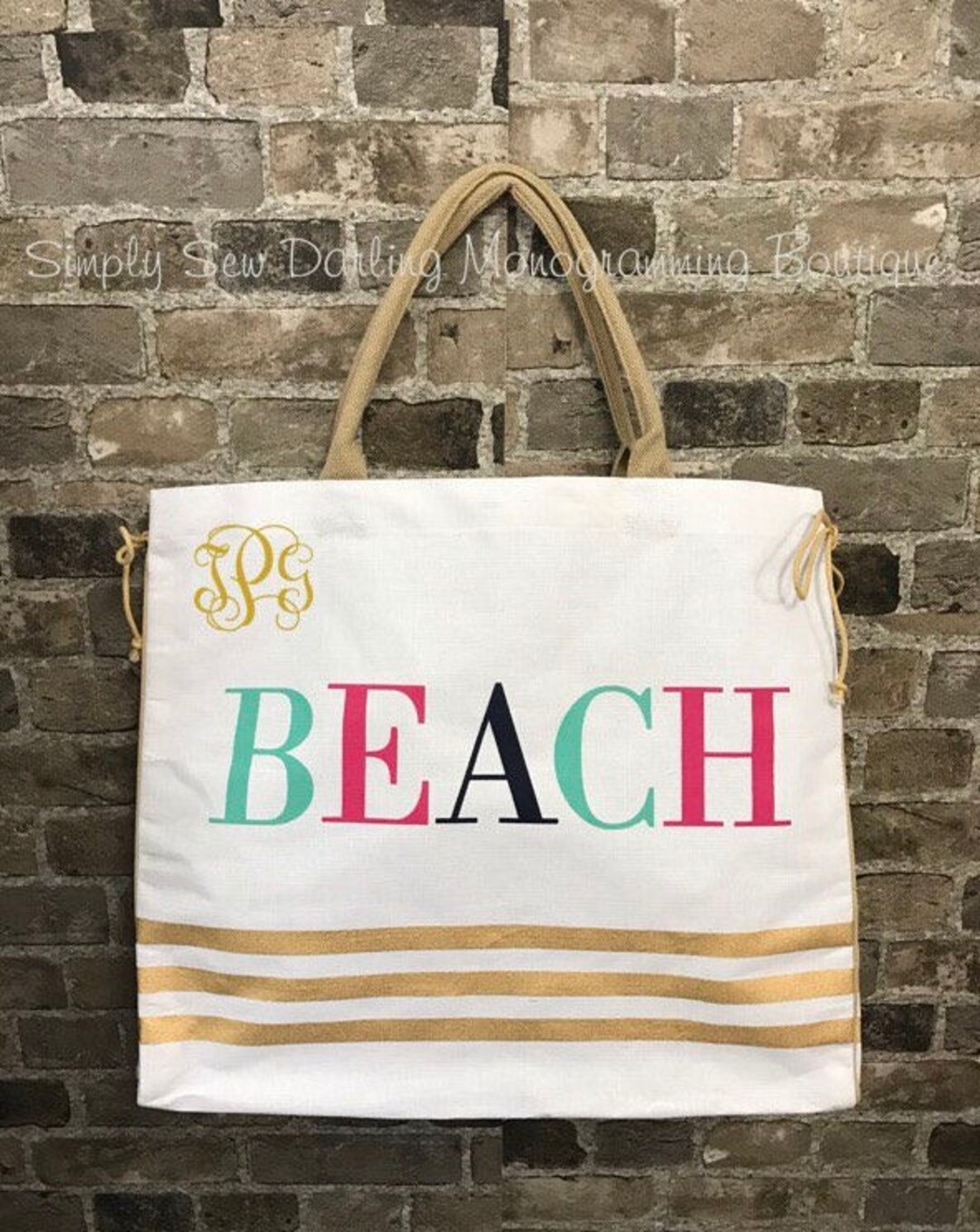 Embroidered Personalized Monogrammed Large Beach Bag Tote - Etsy