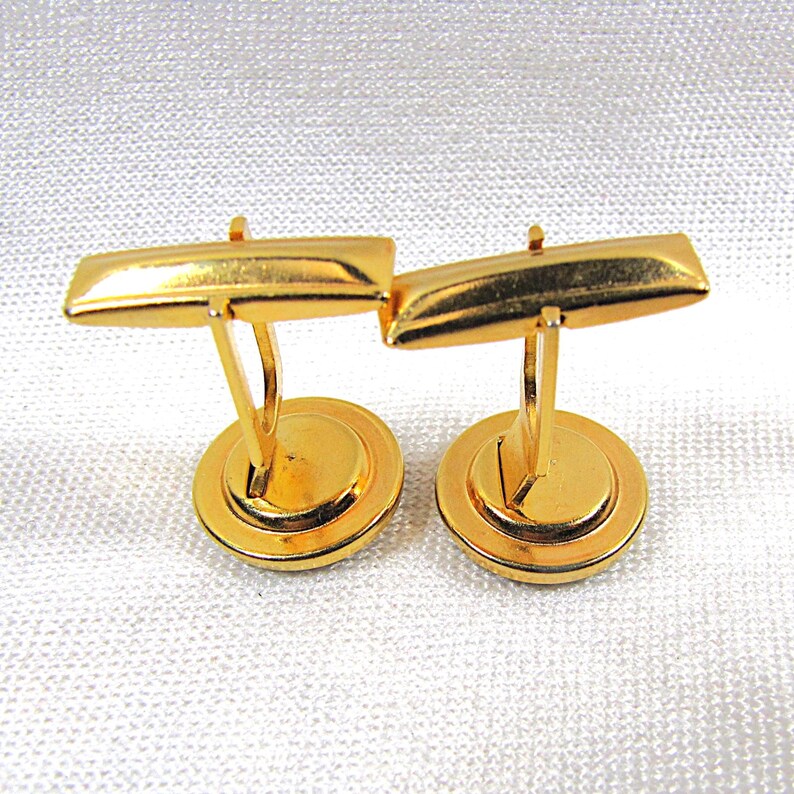 Round Black Enamel and Gold Plated Vintage Cufflinks, Classic Design - Etsy