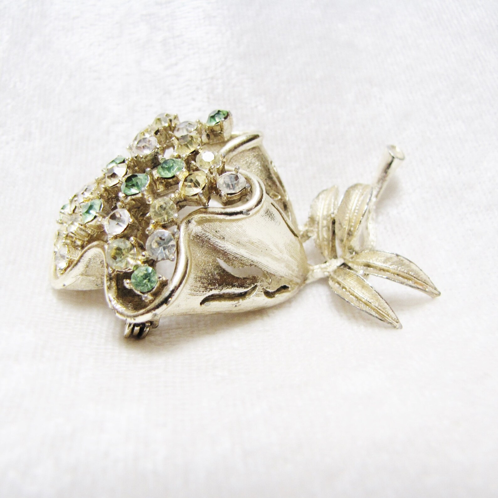 Vintage Coro Flower Brooch Designer 1950s Floral Rhinestone & - Etsy