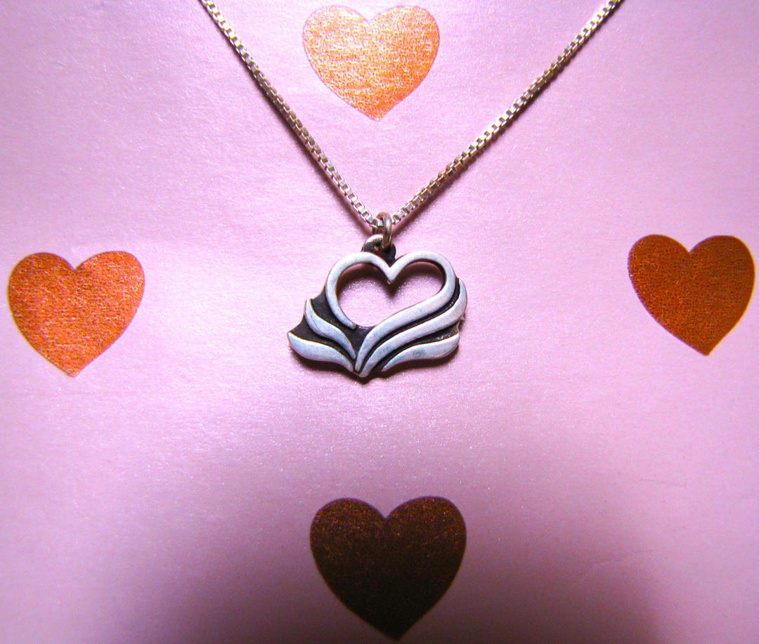 Vintage Sterling Silver Heart Pendant Necklace - Bob Siemon Design - Etsy