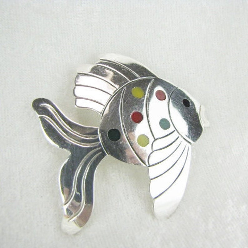 Sterling Silver & Enamel Aquatic Fish Jewelry Brooch Pin | Etsy
