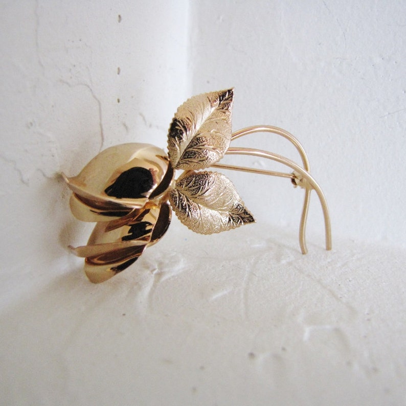Delightful Gold Rose Bud Bouquet Brooch, Floral Pin, Vintage Heirloom ...