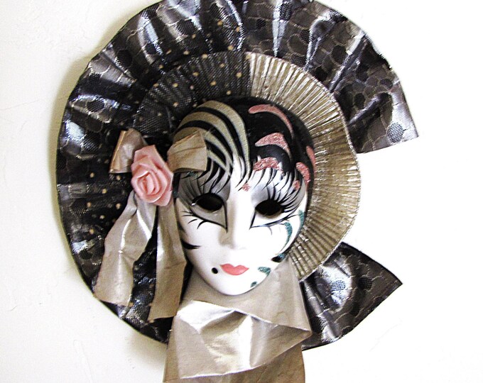 Ceramic Mardi Gras Wall Art Mask, Masquerade Decorative Wall Hanging ...
