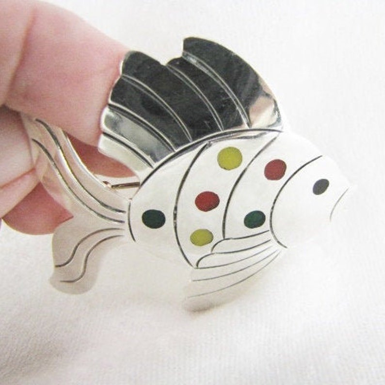 Sterling Silver & Enamel Aquatic Fish Jewelry Brooch Pin | Etsy