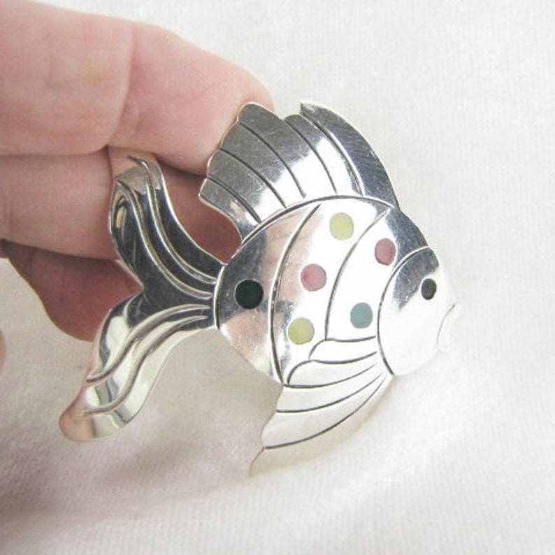 Sterling Silver & Enamel Aquatic Fish Jewelry Brooch Pin | Etsy