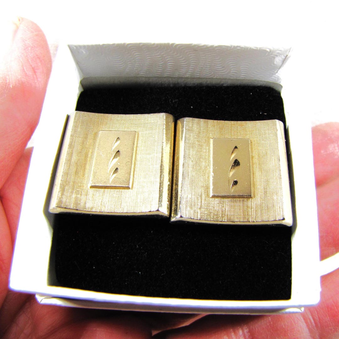 Vintage Gold Textured Square Cufflink Set - SWANK - Etsy