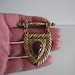 Antiqued Gold & Red Goldstone Brooch Pin, Victorian Designed Dangle ...