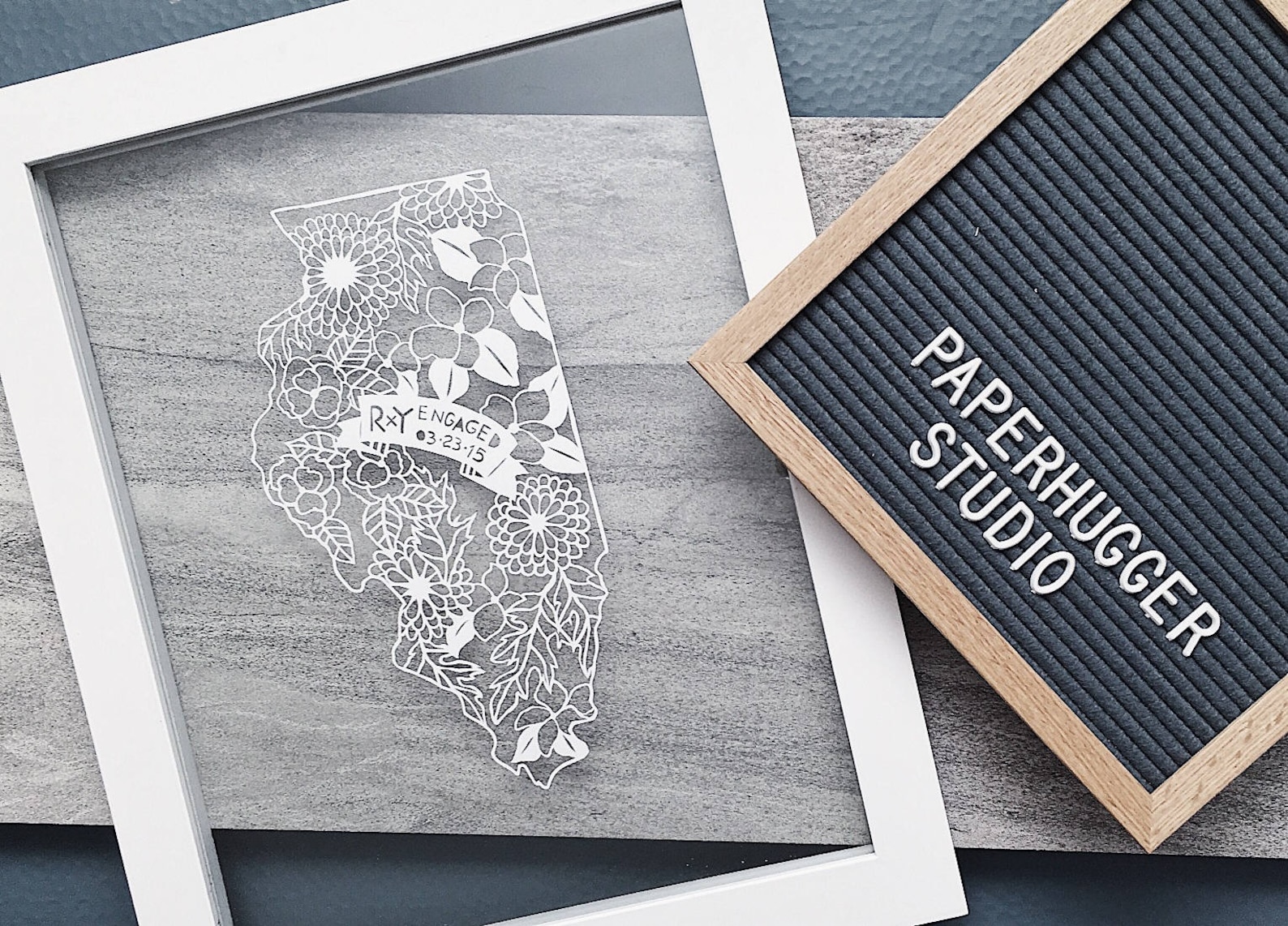 Personalized Engagement Gift Custom Papercut Map State Map - Etsy