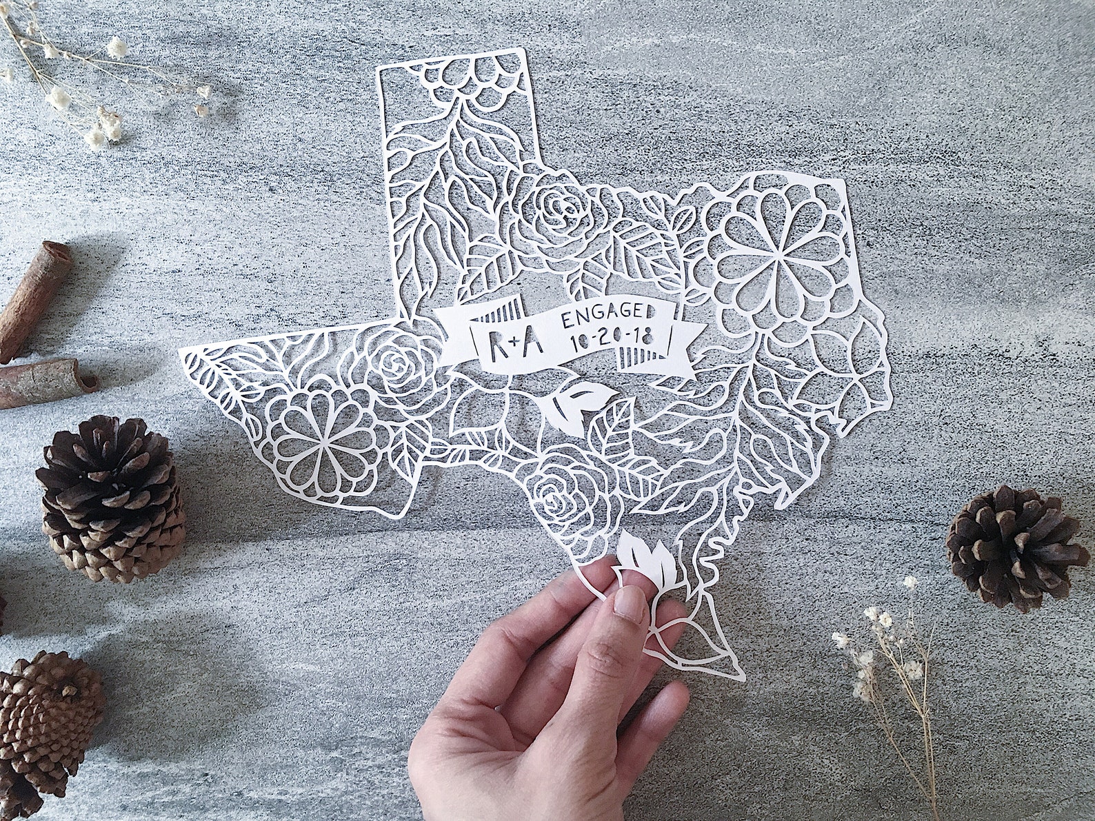 Personalized Engagement Gift Custom Papercut Map State Map | Etsy