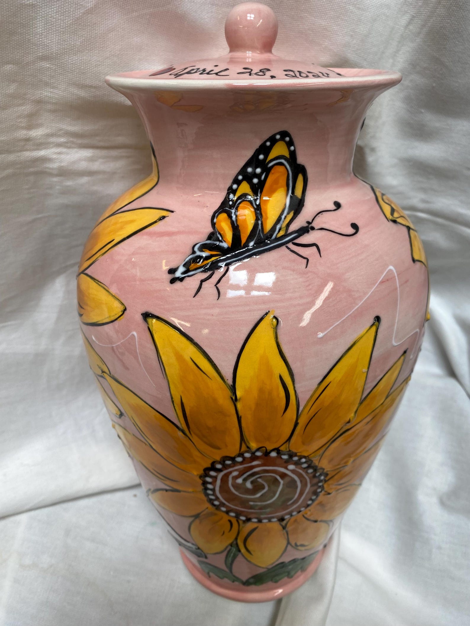 Urns- for Human Cremains Sunflower Butterfly , Memorial Urn Sets of ...