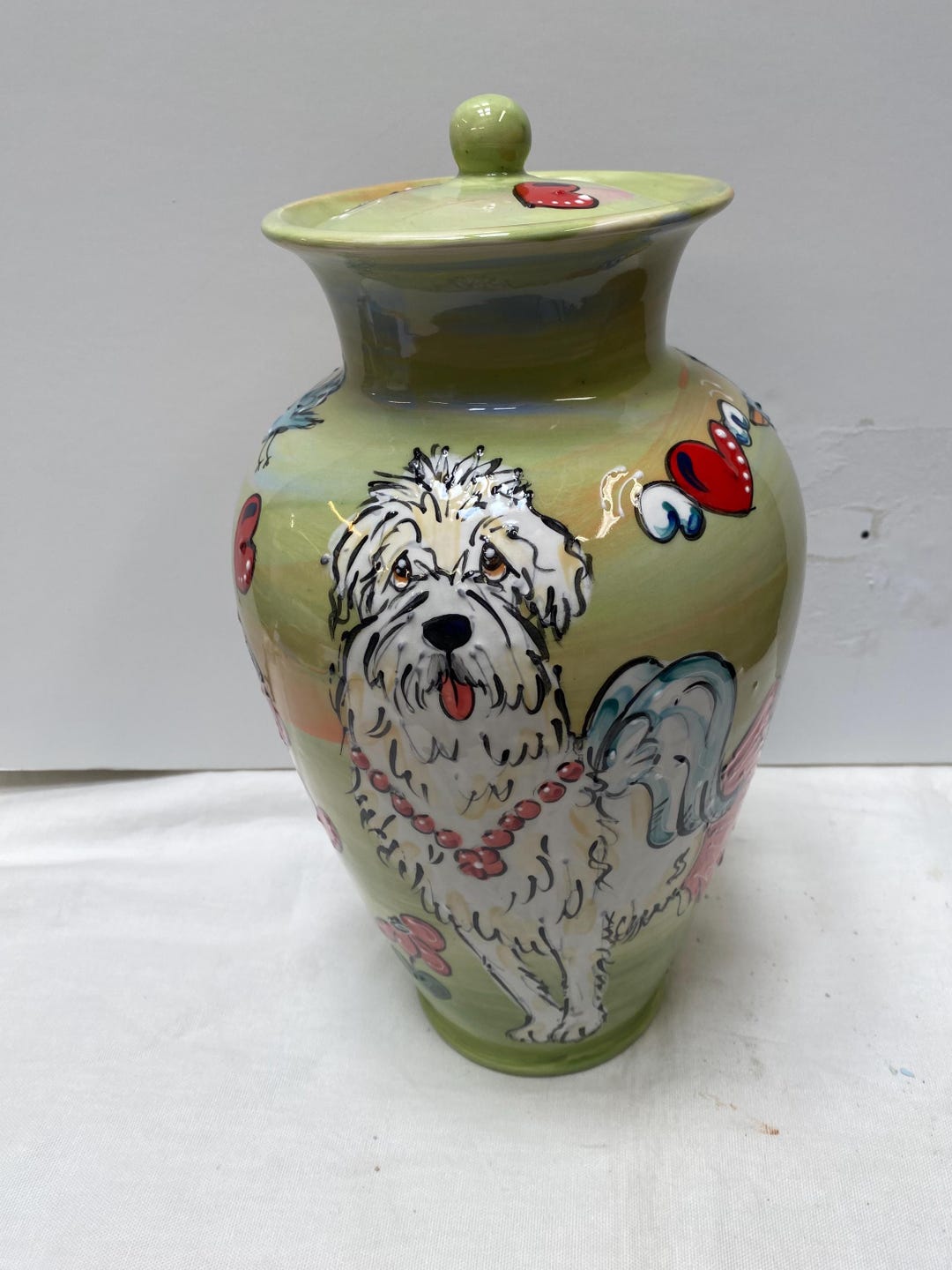 Dog Urn Hand-painted Custom Design Urn, Pet Ash Memorial, Loss of Pet ...