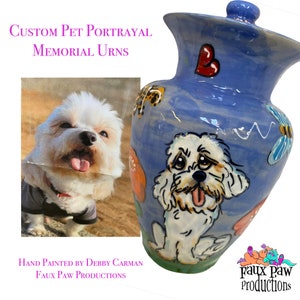 Custom Painted Maltese Pet Urn Faux Paw Productions Small Urn Pet Loss ...
