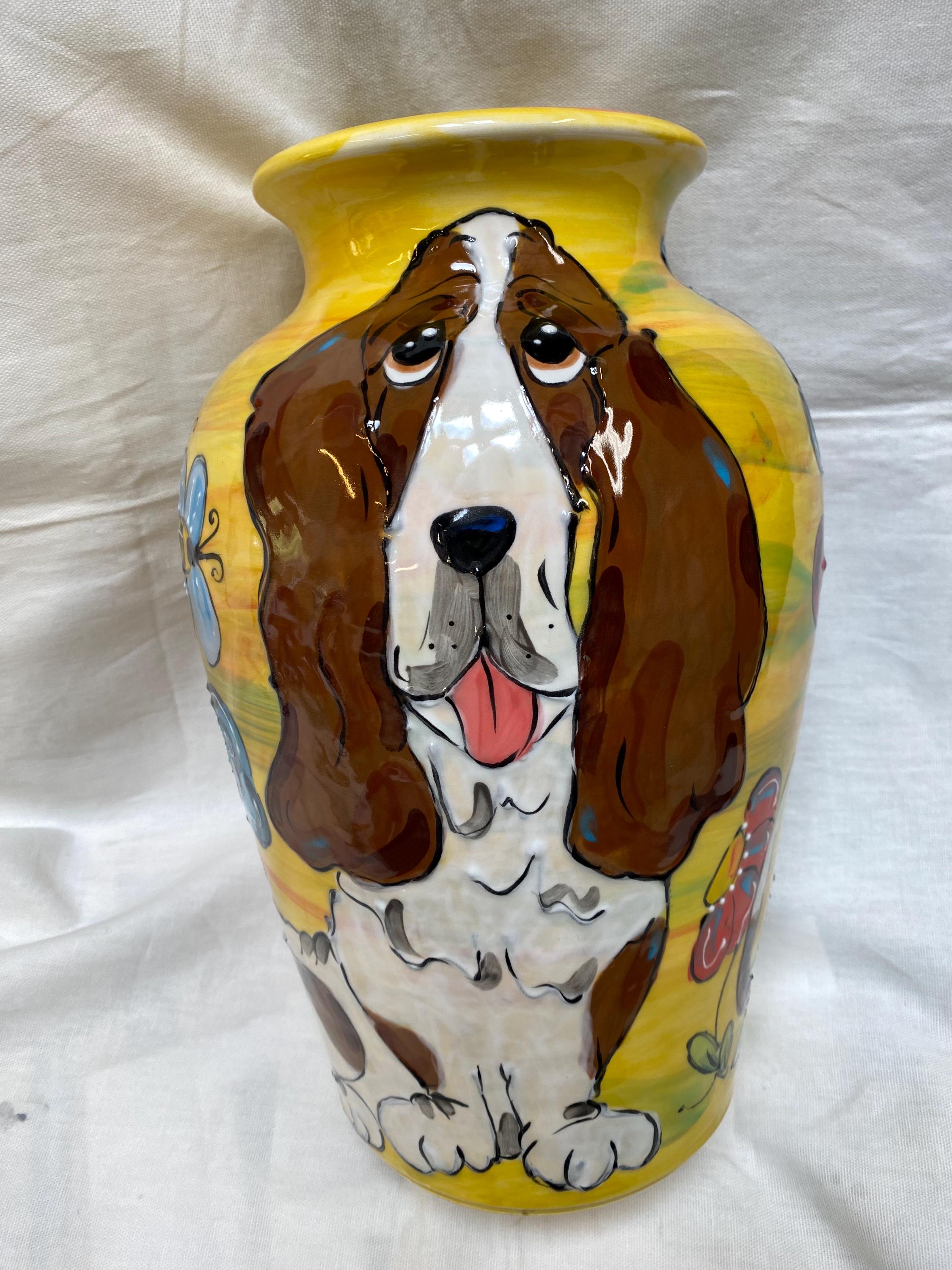 Bassett Pet Urn, Multiple Pet Ashes Urn, XL Large Dog Urn, Tall Urn for ...