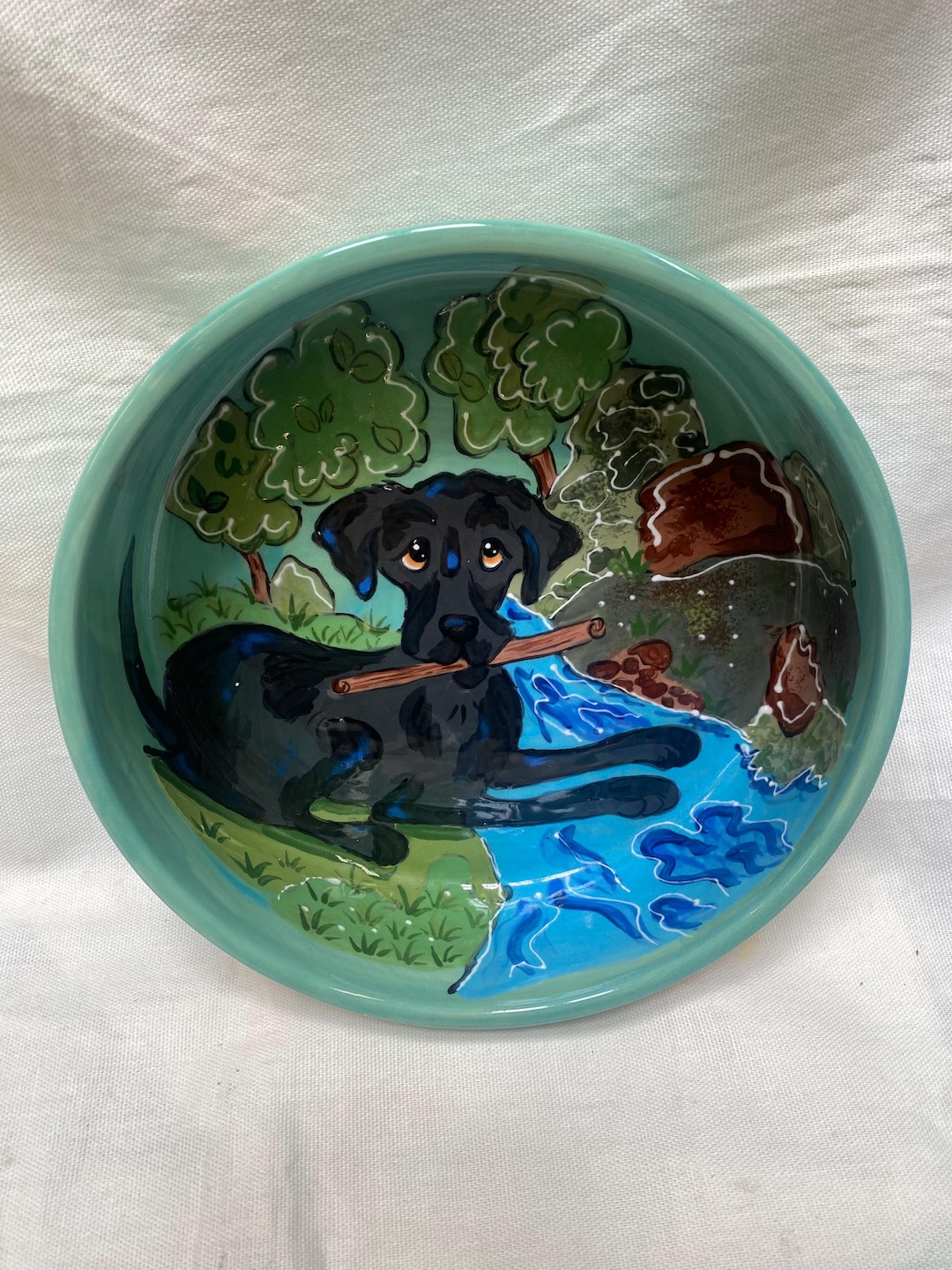 Black Labrador Large Ceramic Food/water Bowl, Gift a Personalized Pet ...