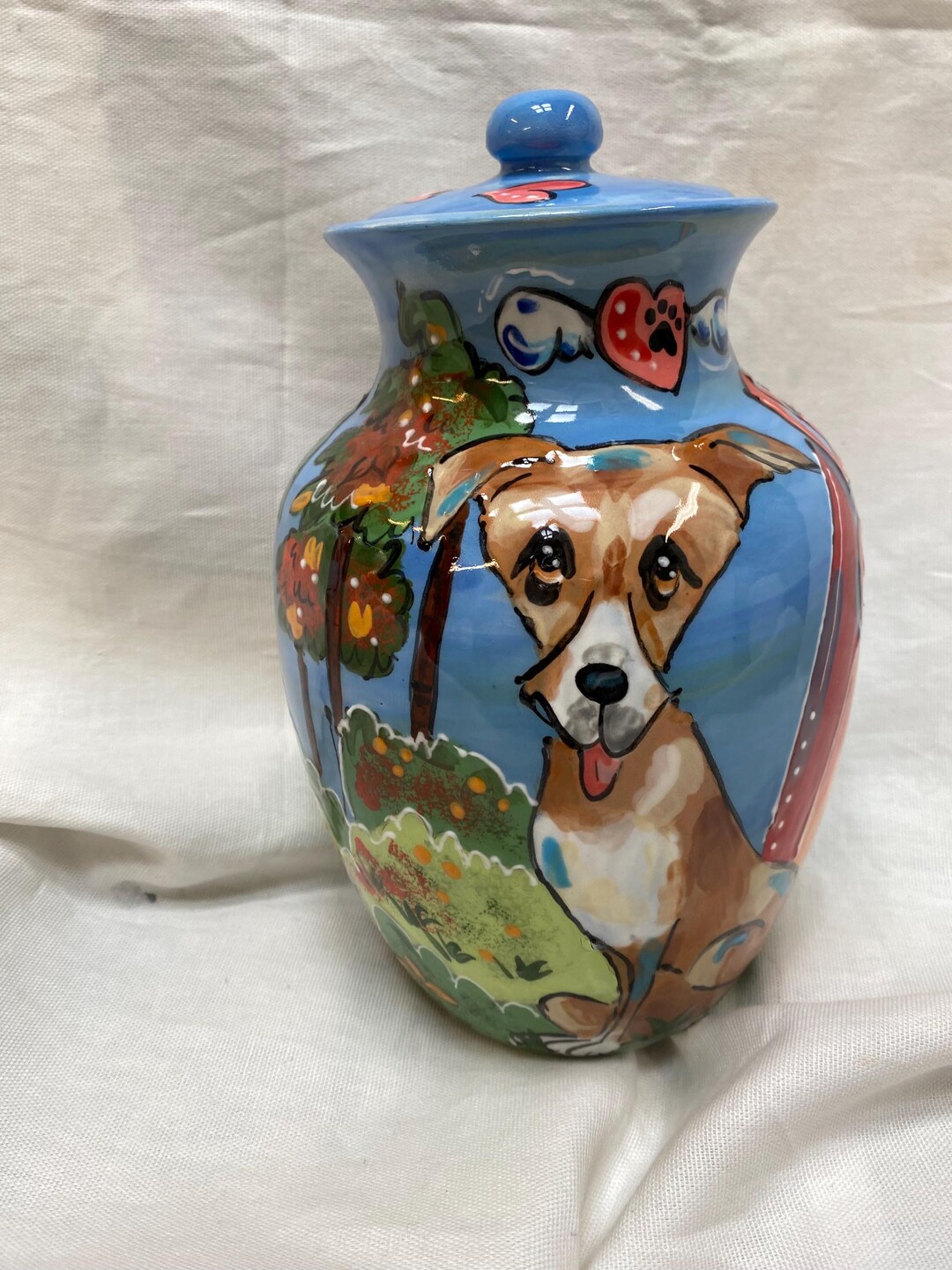 Dog Urn Hand-painted Custom Design Urn, Pet Ash Memorial, Loss of Pet ...
