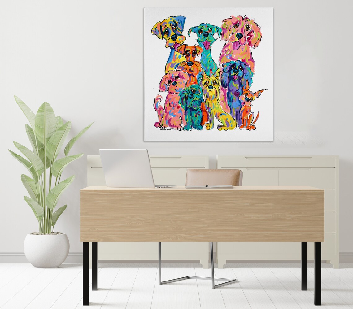 Rainbow Palz Pet Painting by Fauxpaw Productions/dogart/ Home Decor ...