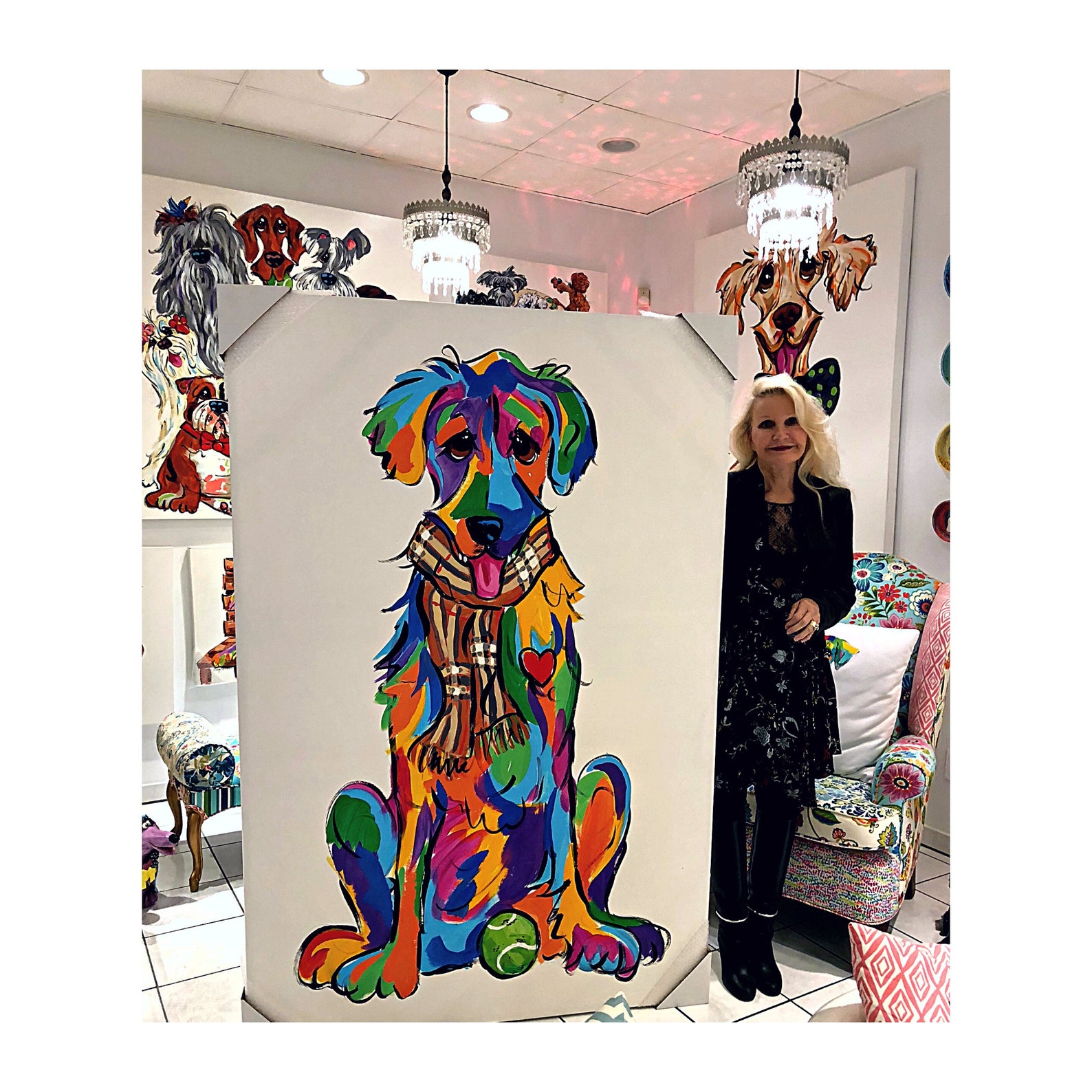 Rainbow Palz Pet Painting by Fauxpaw Productions/dogart/ Home Decor ...