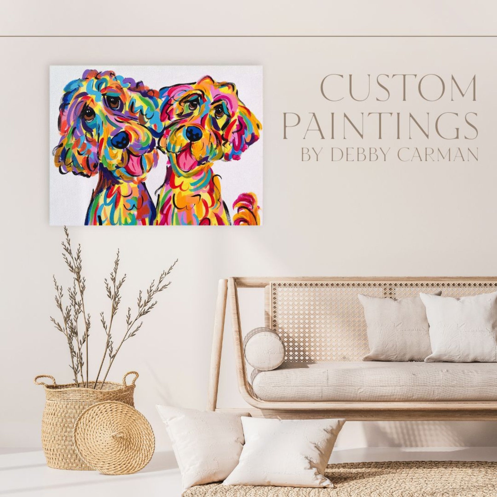Rainbow Palz Pet Painting by Fauxpaw Productions/dogart/ Home Decor ...
