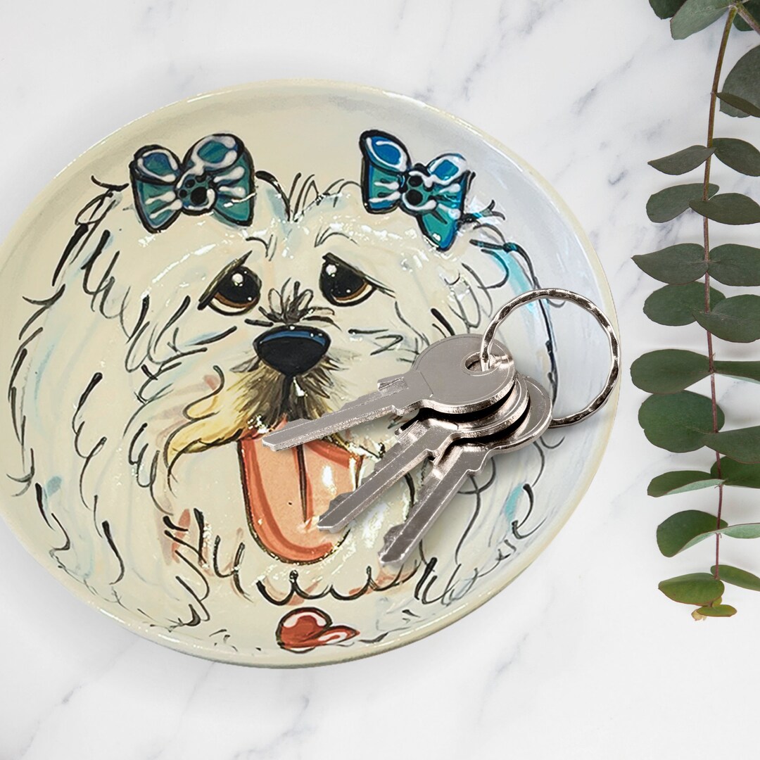 Havanese Ceramic Dog Painted Trinket / Jewelry Dish, Custom Painted in ...