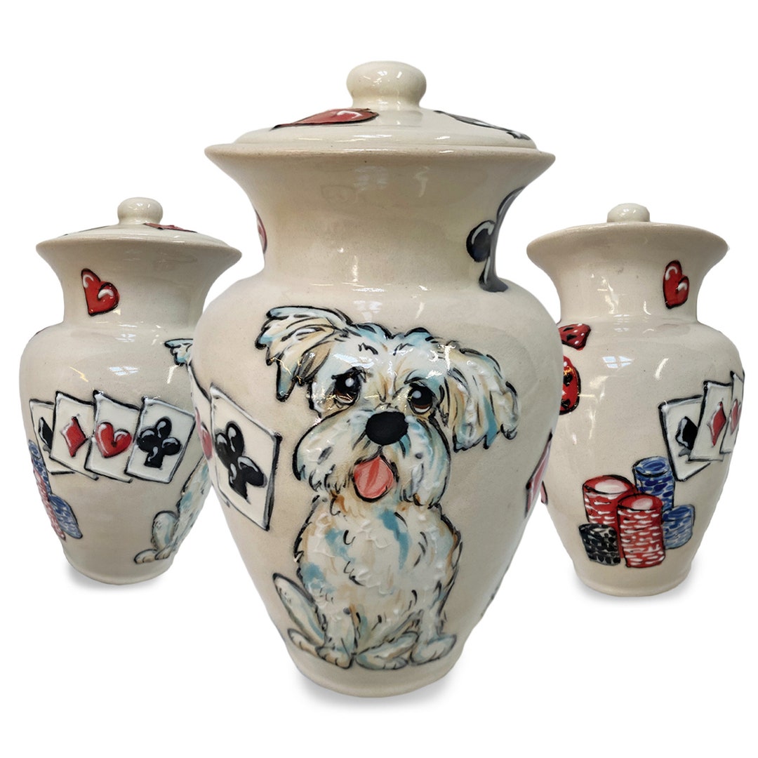 Dog Urn Hand-painted Custom Design Urn, Pet Ash Memorial, Loss of Pet ...