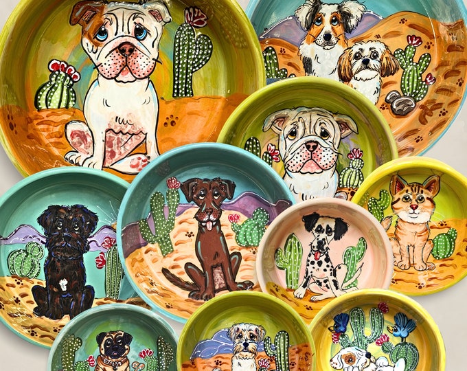 Pet Portraits Uniquely Hand-painted on Ceramic Pet Bowl. Stunning ...