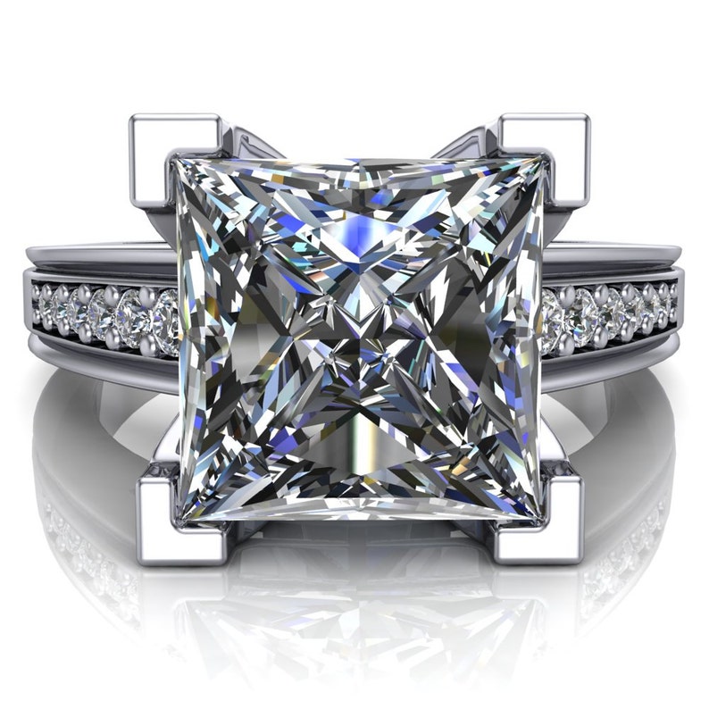 Beatrix Square Diamond Channel Cathedral Ring - Etsy
