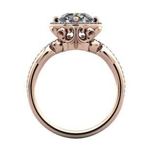 Elizabeth Charles & Colvard Forever One Moissanite and Diamond Halo ...