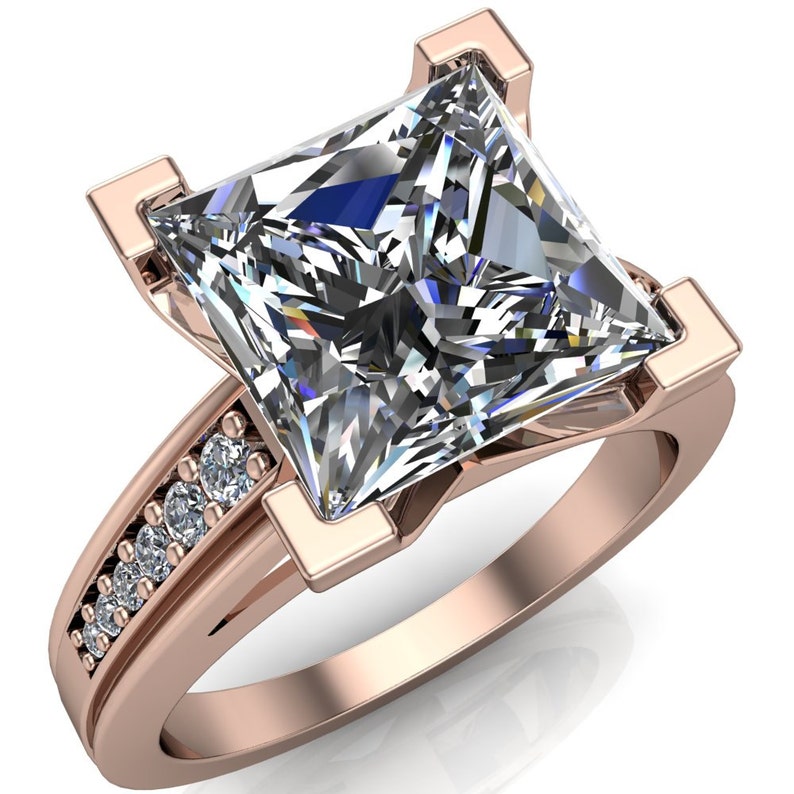 Beatrix Square Diamond Channel Cathedral Ring - Etsy