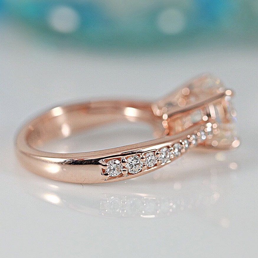 Hannah Round Forever One Moissanite Diamond Bezel Center Royal | Etsy