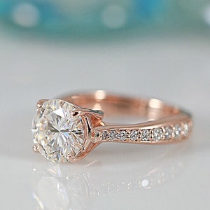 Hannah Round Forever One Moissanite Diamond Bezel Center Royal Crown ...